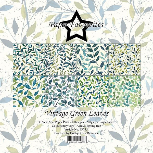 278735 Paper Favourites Paper Pack "Vintage Green Leaves" PF735 – HobbyGros