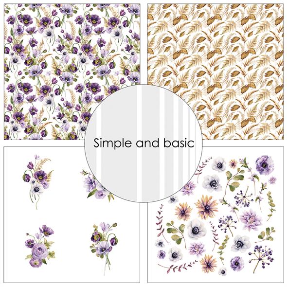 601531 Simple and Basic Design Papers "Purple floral mood" SBP531 ...