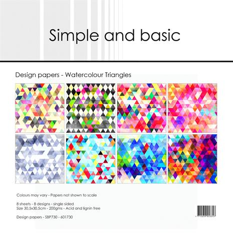 601730 Simple and Basic Design Papers "Watercolour Triangles" SBP730 ...