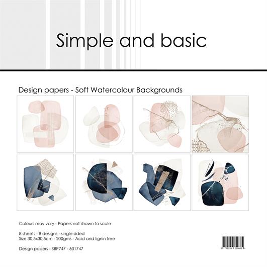 601747 Simple and Basic Design Papers "Soft Watercolour Backgrounds" S ...