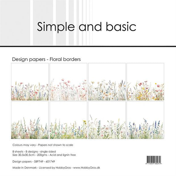 601749 Simple and Basic Design Papers "Floral borders" SBP749 – HobbyGros